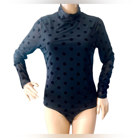 Ember | Tops | Ember Bodysuit Swiss Dot Sheer Sleeves | Poshmark
